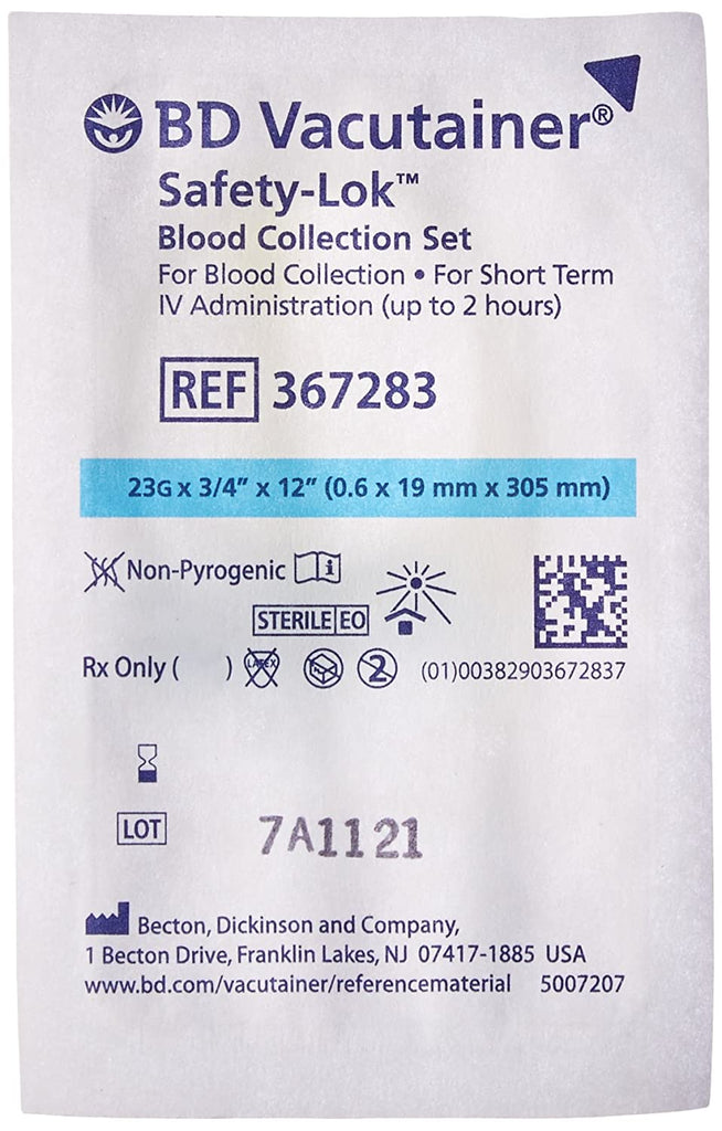 BD Vacutainer® Safety-Lok™ Blood Collection Set with Luer Adapter, 23G ...
