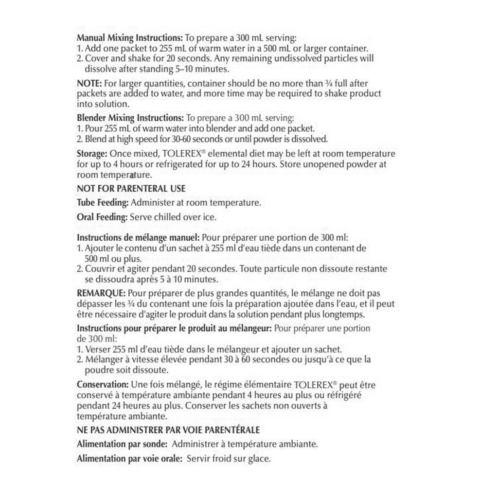 Tolerex® Elemental Oral Supplement / Tube Feeding Formula, 6 Packets p ...
